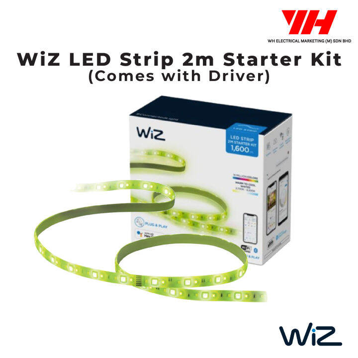 Philips WiZ Smart Lighting White and Coloured LED Strip 2-meter Starter ...