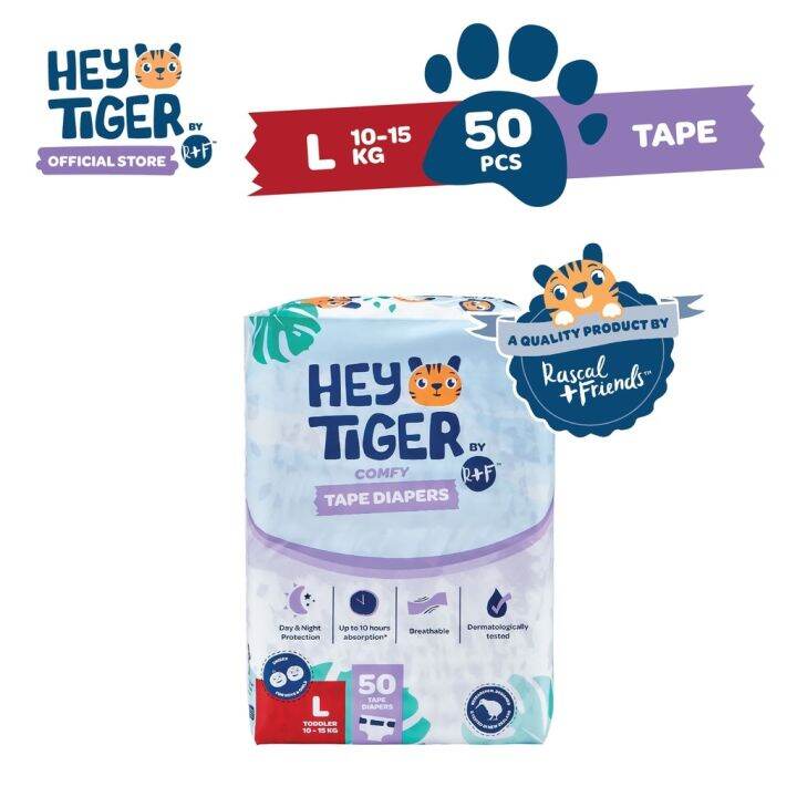 Hey Tiger Tape Diaper Jumbo Pack - Large 50 Pads | Lazada PH