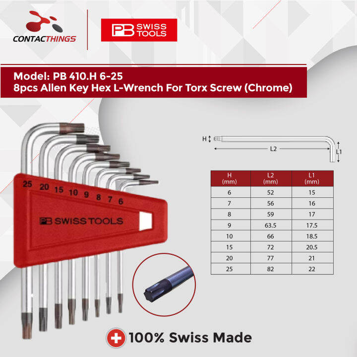 PB SWISS TOOLS 6pcs Allen Key Hex L-Wrench For Torx Screw PB 410.H 6-25 | Lazada