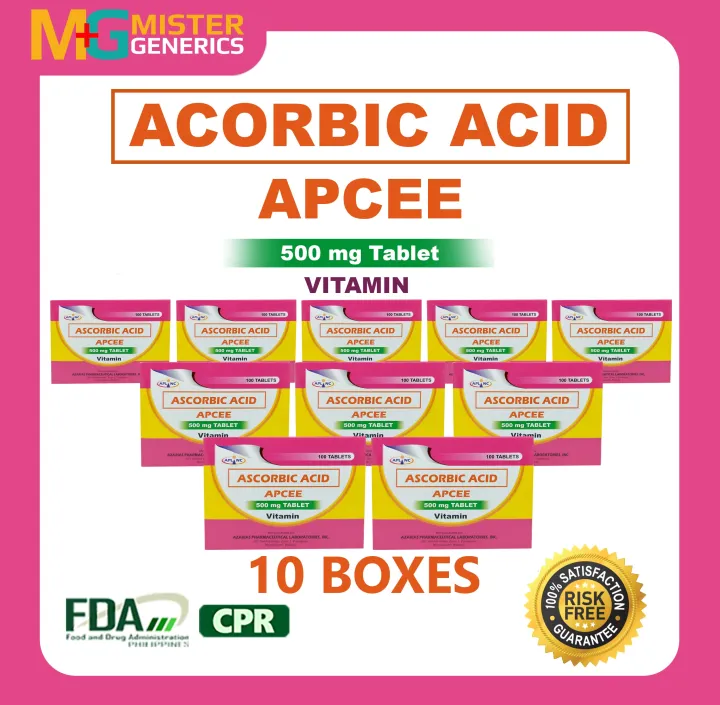 Ascorbic Acid Vitamin C APCEE 500mg 100 Tablets - 10 BOXES | Lazada PH