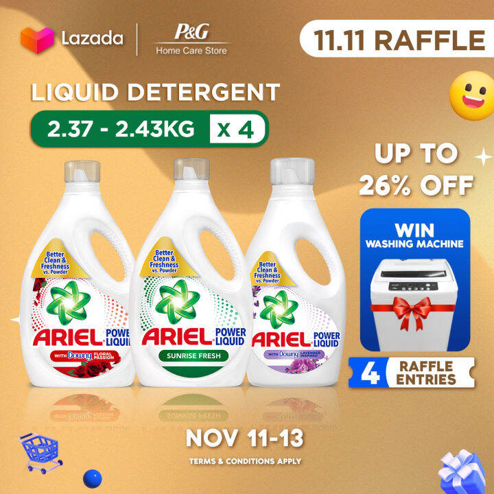 [Bundle of 4] Ariel Liquid Detergent Floral Passion Sunrise Fresh Bundle 2.37KG - 2.43KG Bottle ...