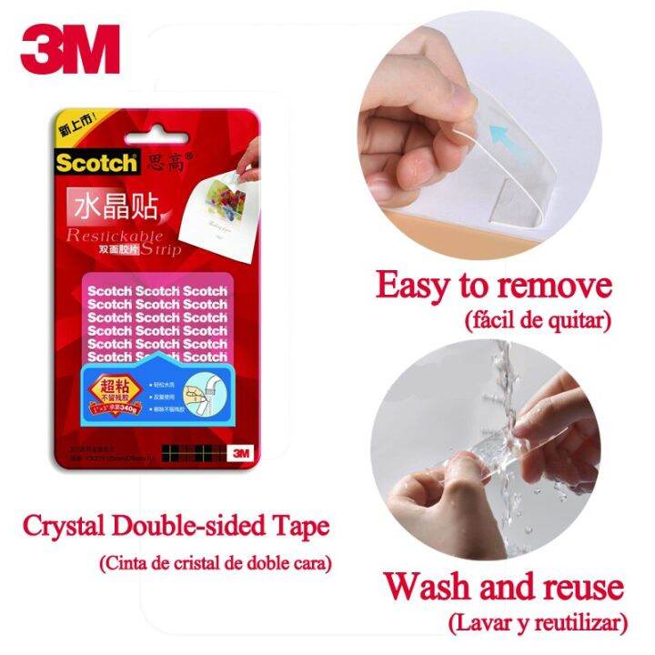 Restickable Strip Tape 3 m Double-sided Crystal Adhesive Scotch ...