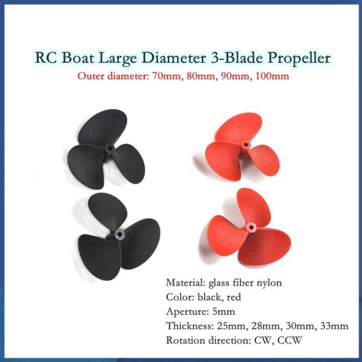RC Boat Big 3-blade Propeller 70mm 80mm 90mm 100mm Prop Hole 5mm Nylon ...