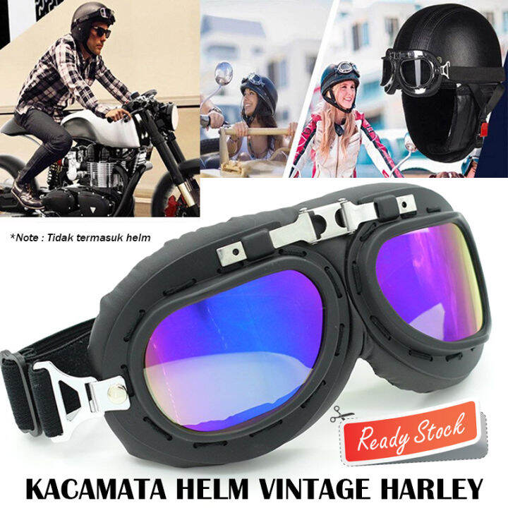 Kacamata Helm Bogo Retro Goggles Classic Vintage Harley UV Protection ...