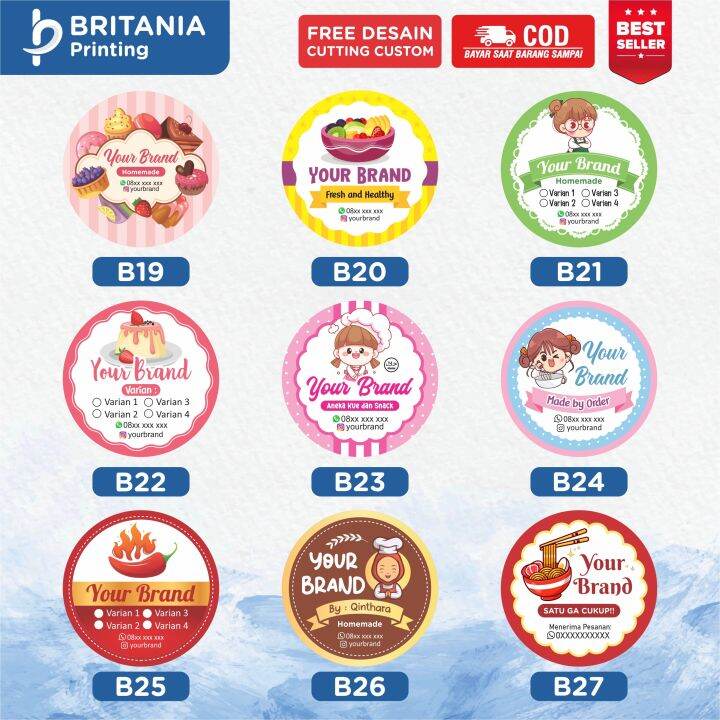 Cetak Stiker Label Produk Kemasan Makanan Bulat / Stiker Label Makanan ...