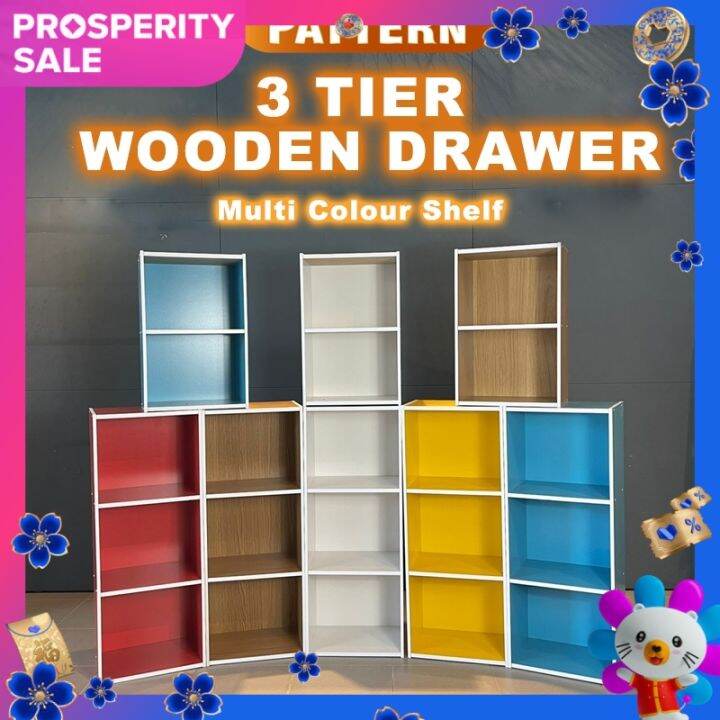 [READY STOCK] Multipurpose Rack 3 Tier Wooden Book Shelf Rak Buku ...