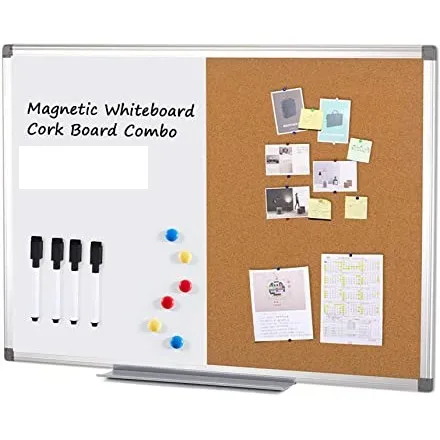 Magnetic Whiteboard and Corkboard Combination Board 24 inches X 36 ...