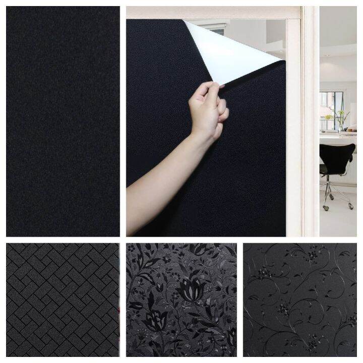 Total Blackout Frosted Window Privacy Film Black Electrostatic Adhesive ...