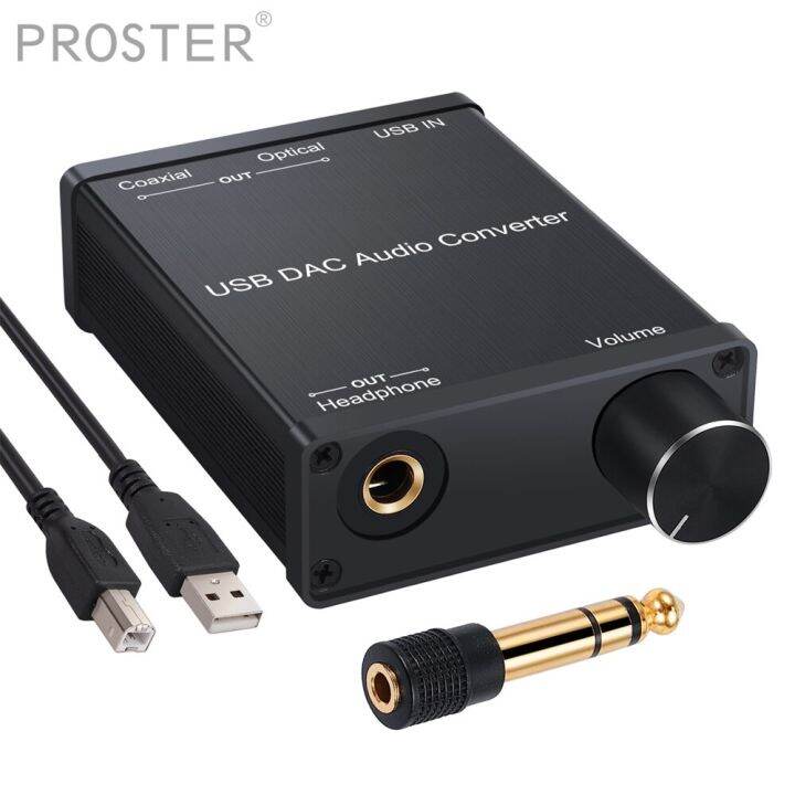 PROZOR USB DAC Audio Converter With Headphone Amplifier Coaxial S/PDIF ...