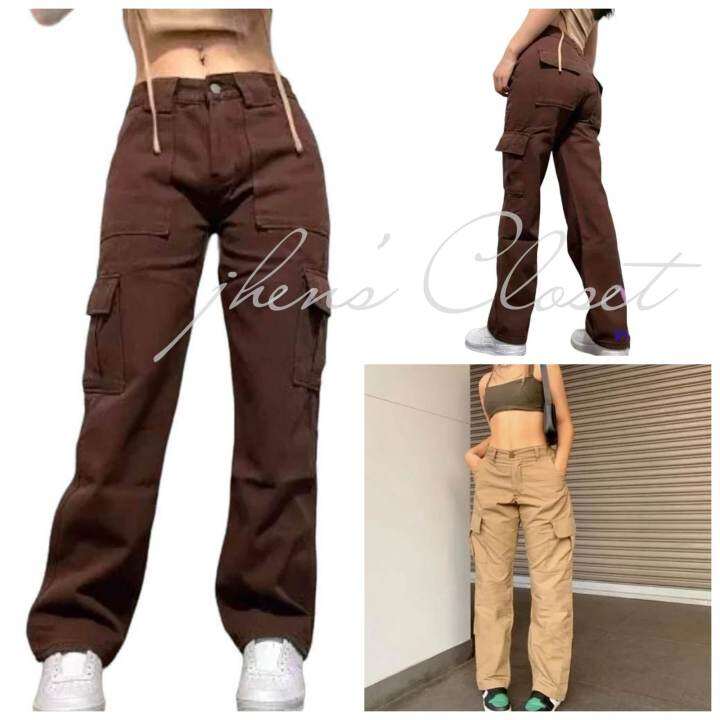 Trendy Cargo Six Pocket Pants for Women Baggy Straight Pants Casual ...