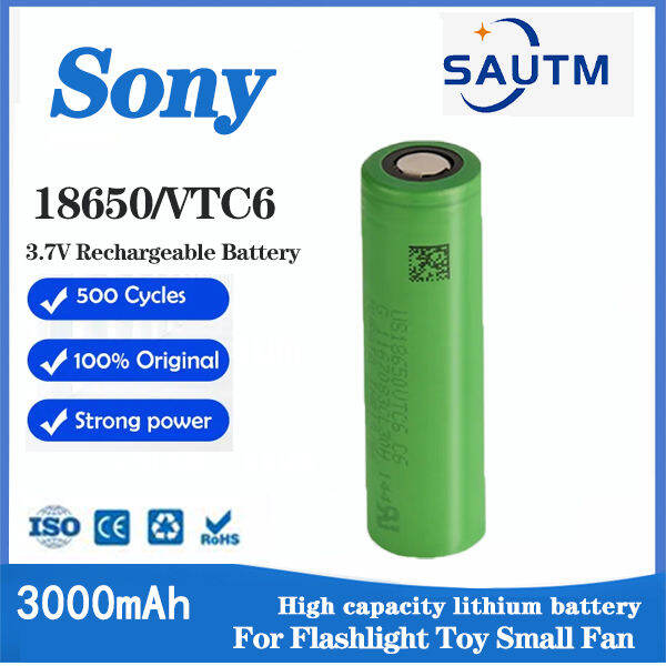 Sony 18650 3.7V 3000mAh Li Ion Rechargeable Battery for Us18650 Vtc6 ...