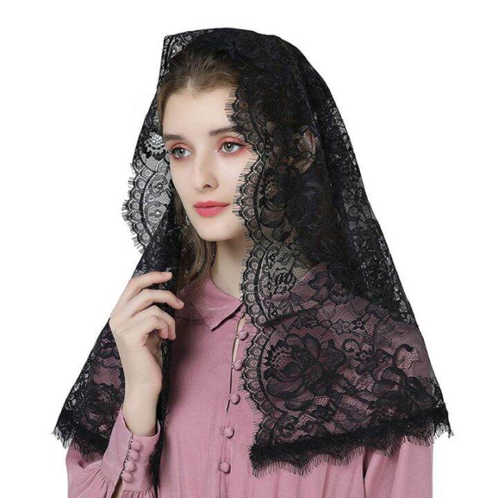 Spanish Style Lace Traditional Vintage Mantilla Veil Latin Mass Head ...