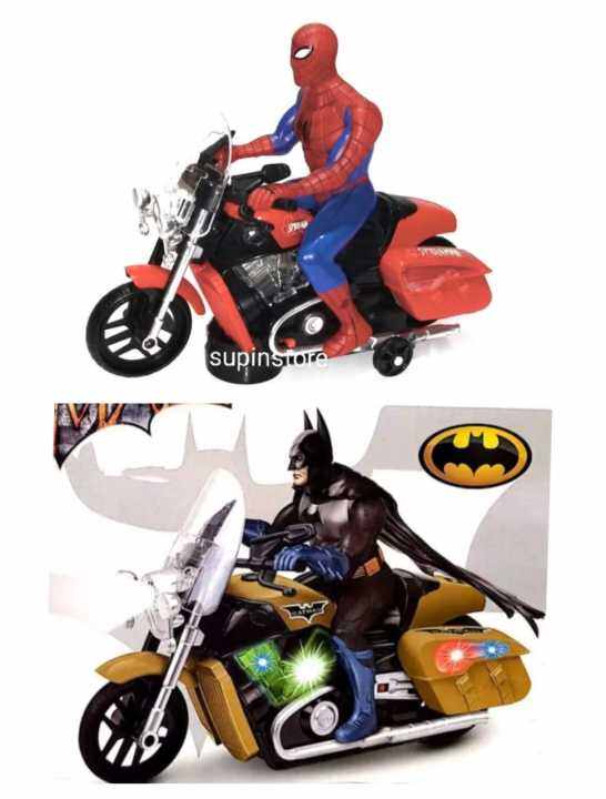 Batman /Spider-Man Motorcycle Toy with Sound and Light | Lazada