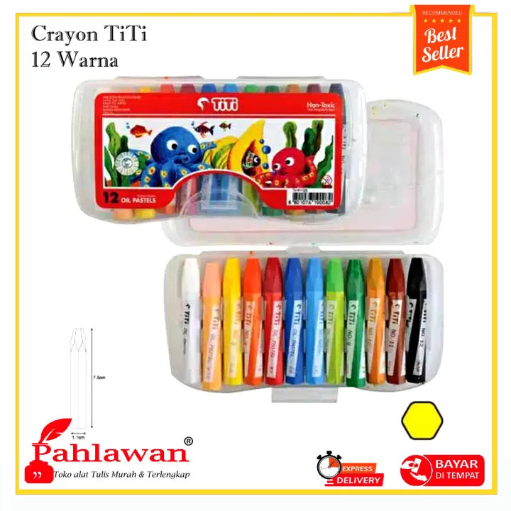 Crayon 12 Warna Merk Titi Kualitas Terbaik | Krayon Minyak Pensil Lukis ...