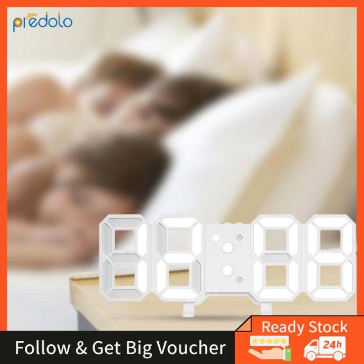 predolo Digital 3D Digital Clock 3D LED Wall Clock Large Display ...