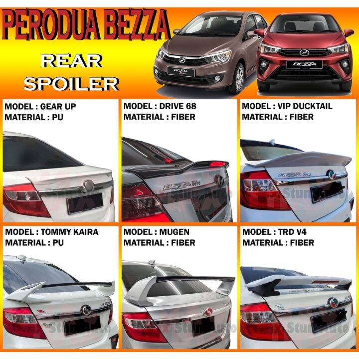 PERODUA BEZZA 2016-2022 REAR TRUNK SPOILER DUCKTAIL GLASS SPOILER (GEAR ...