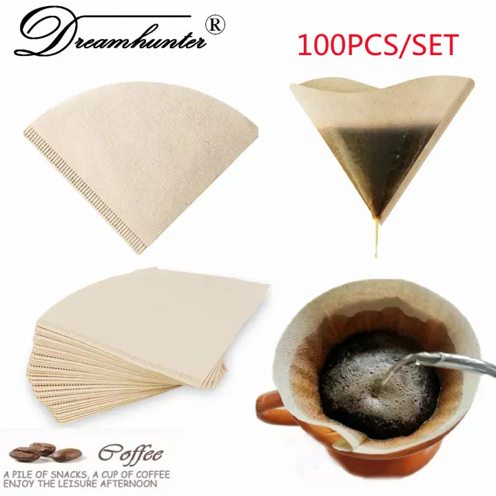 Dream Hunter 100 Pcs Coffee Filter Paper of Hand Brewing Filter Cup Fan ...