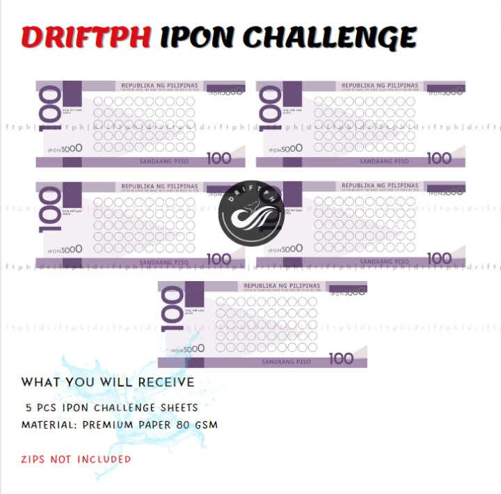 IPON CHALLENGE (A6) 20 50 100 500 1000 (Binder and zips not included ...