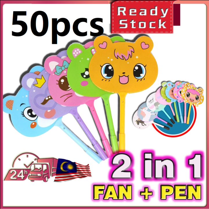 50pcs 2in1 Fan Pen Kids Stationery Birthday Goodies Present ...
