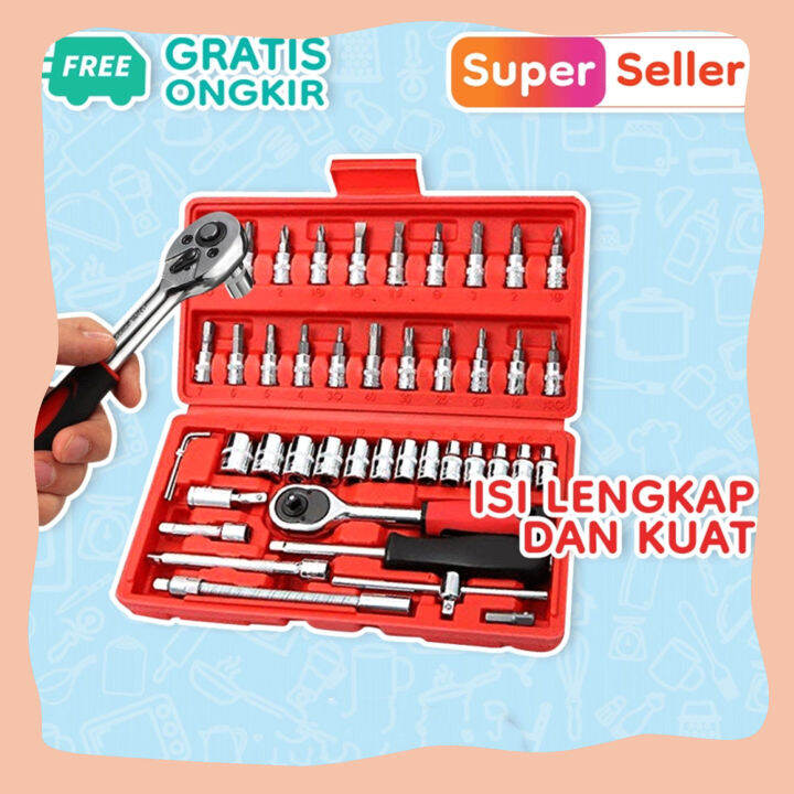 Kunci Pas Shock Sok Shok Socket Ring Wrench Obeng Peralatan Perkakas Universal Kombinasi Set ...