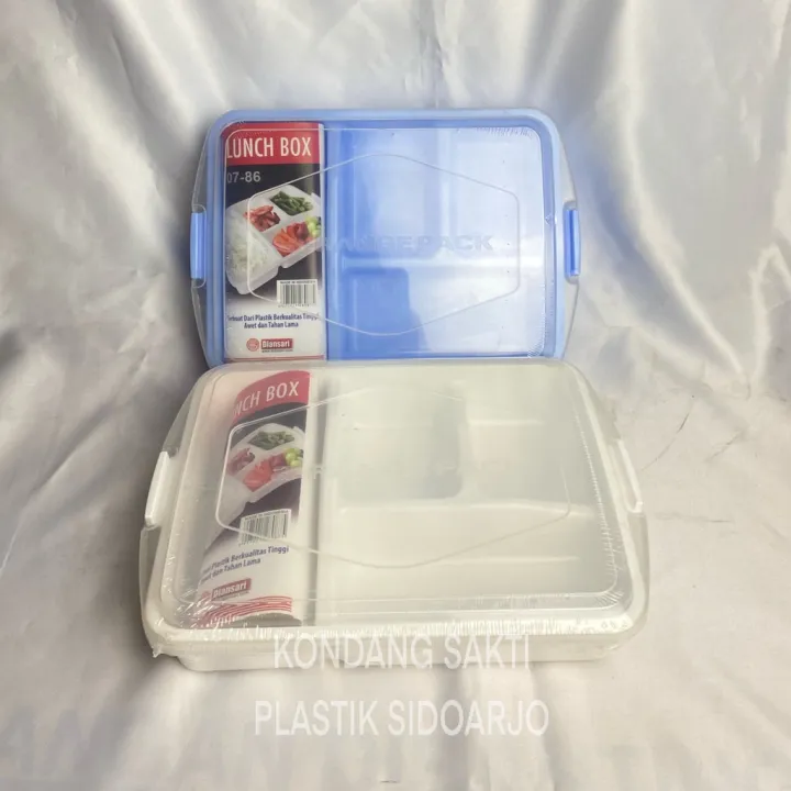Tempat Makan/ Kotak Makan/ Lunch Box Sekat Kotak Segi Tutup Bening ...