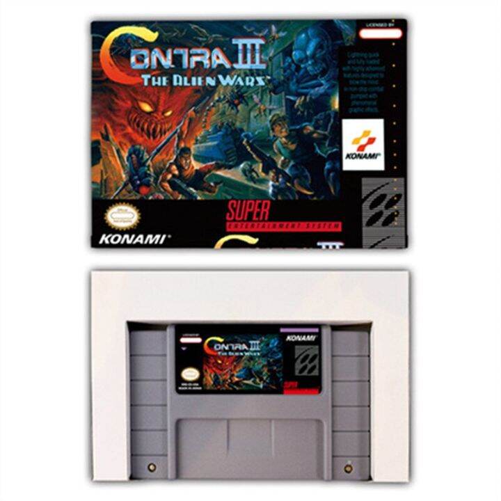 Action Game for Contra III The Alien Wars - Game Cartridge with Box for ...