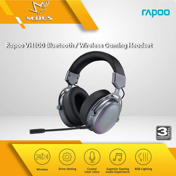 RAPOO VH800 Over-ear Wireless Headset RGB Light Bluetooth Dual Mode E-sports Gaming Headphone ...