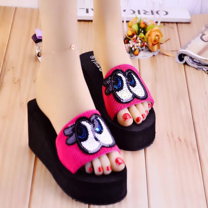 Mga sandalyas at tsinelas ng tag-init na pambabaeng cartoon na makapal ...