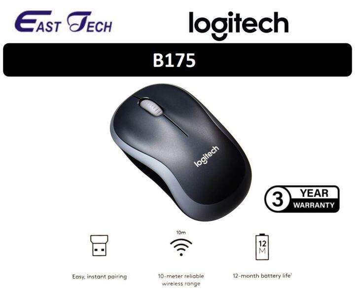 Logitech B175-BlackGrey Wireless Optical Mouse | Lazada