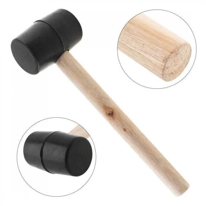 NKS Rubber Hammer Tile Hammer DIY Hand Tool with Round Head and Wooden ...