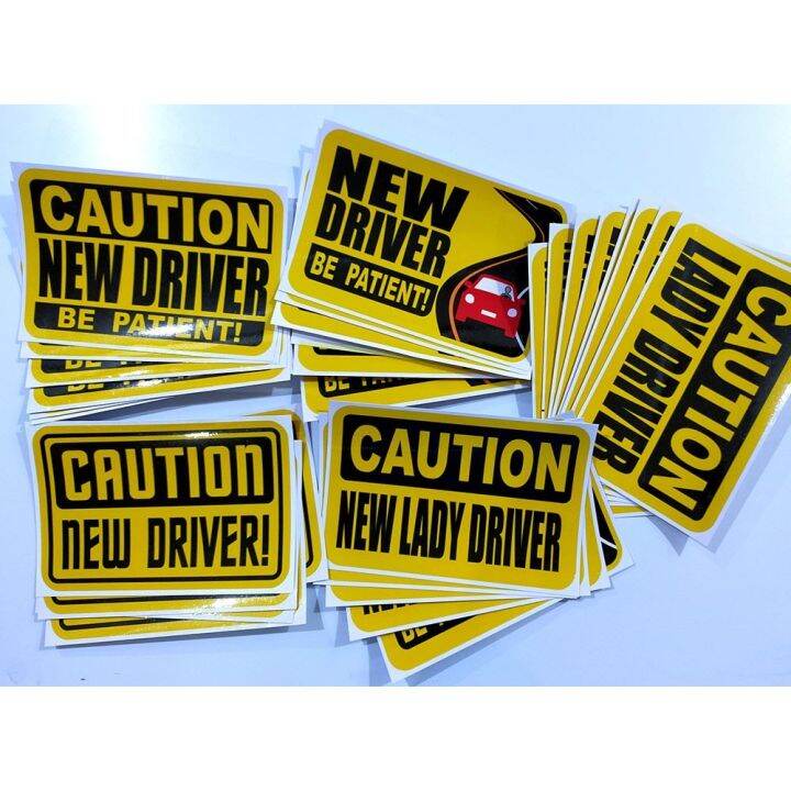CAUTION NEW DRIVER SIGN - Vinyl Sticker Laminated | Lazada PH