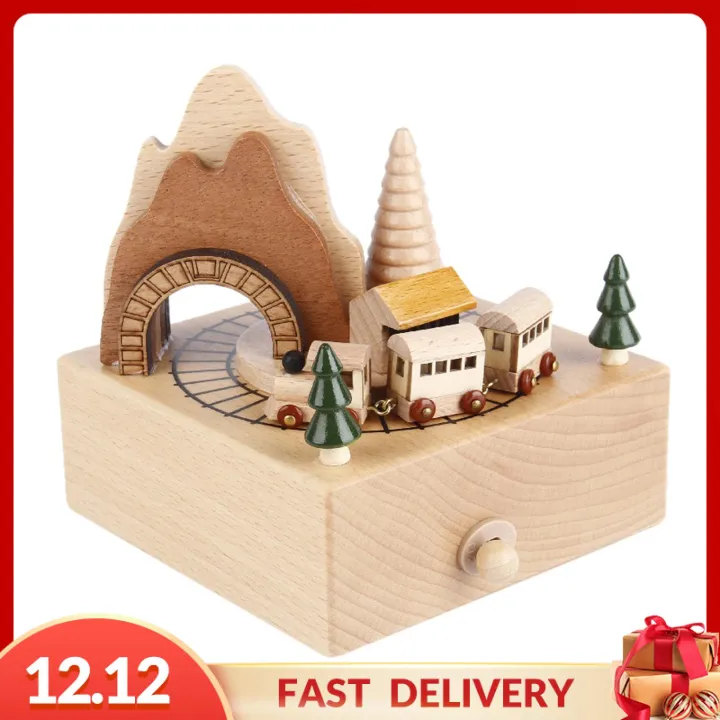Aayang Wooden Classical Wind up Musical Boxes Play Melody for Kids ...