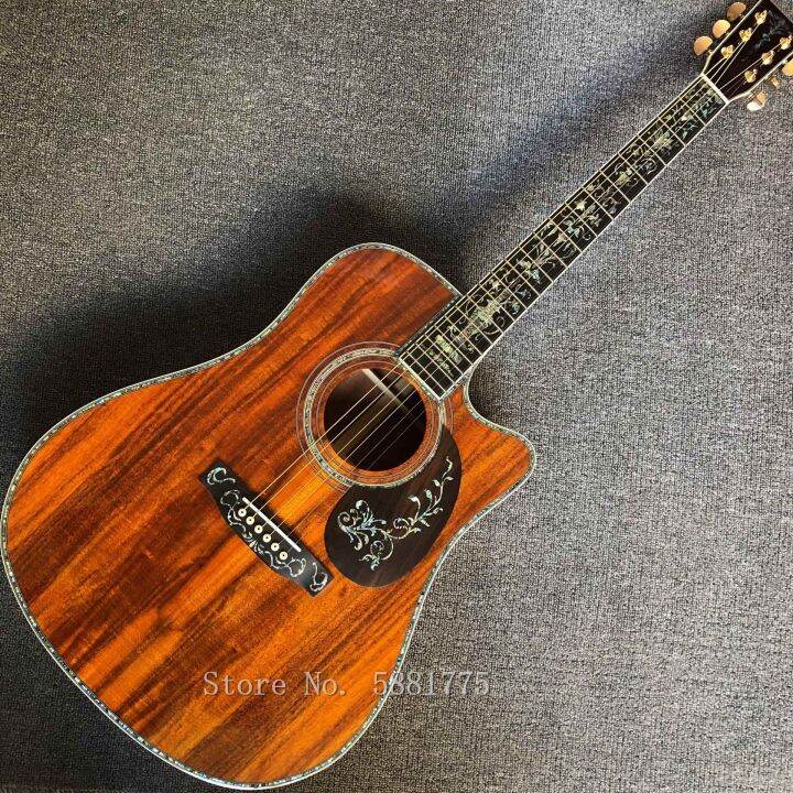 High Quality KOA Wood Acoustic Guitar, Ebony Fingerboard, Real Abalone ...