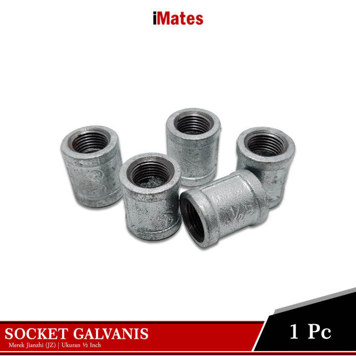 JIANZHI Sambungan Pipa Besi Socket Galvanis Drat Dalam 1/2 Inch ...