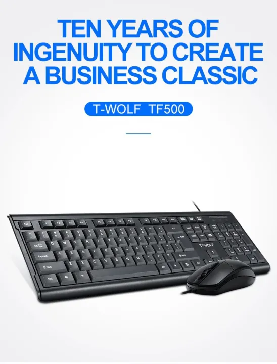 AC Electronic T-WOLF TF500 USB Corded Keyboard Mouse Combo USB Wired ...