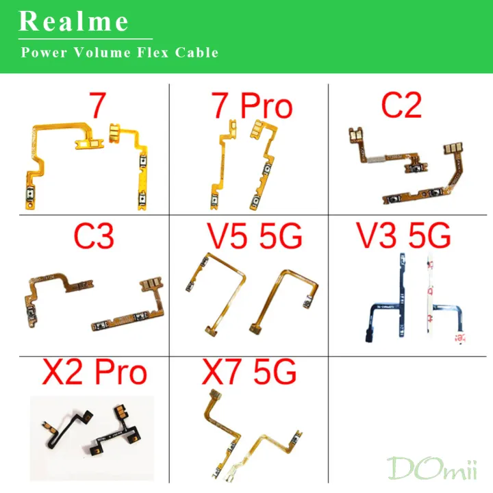 Power Volume Flex Cable สำหรับ Oppo Realme 7 C2 C3 V3 V5 X2 X7 XT 730G ...