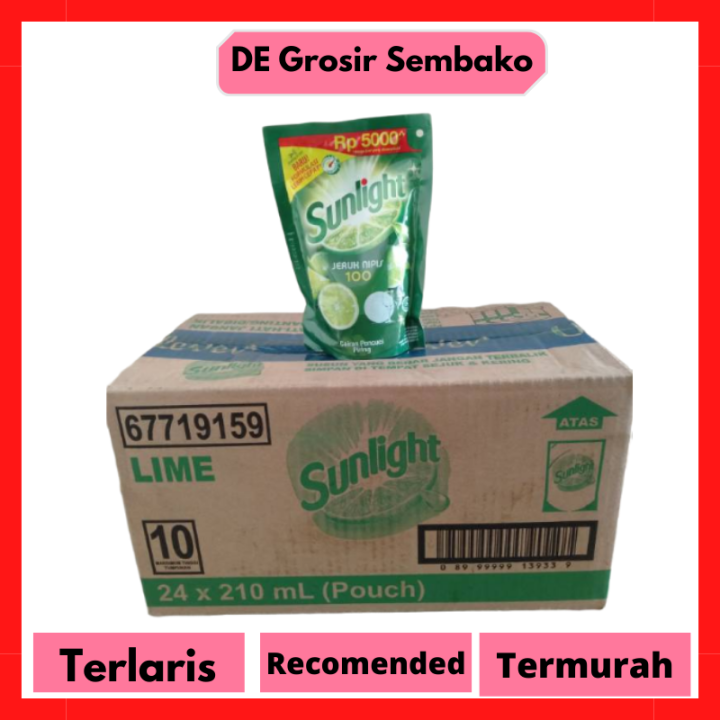 Sunlight Sabun Cuci Piring Lime New Pouch 210 ml Dapat 1 Dus Isi 24 Pcs ...