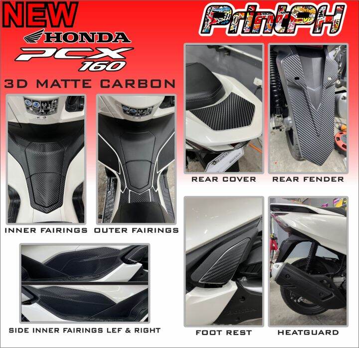 Honda Pcx 160 3D Carbon Fiber Accent Decals Sticker | Lazada PH