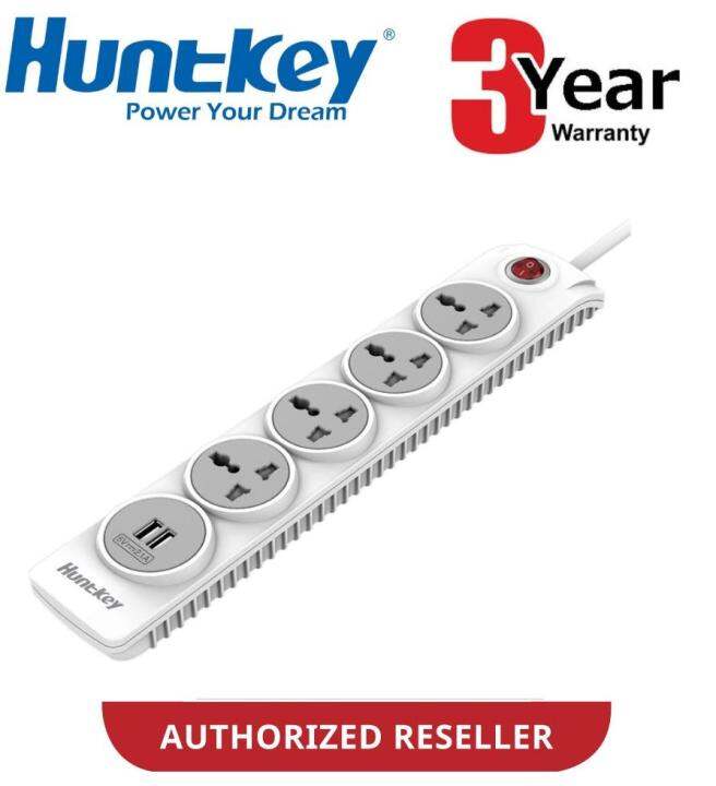 HuntKey SZN507 Smart Power Strip Extension Socket Surge Protector 4 PLUGS WITH USB 2 PORTS ...
