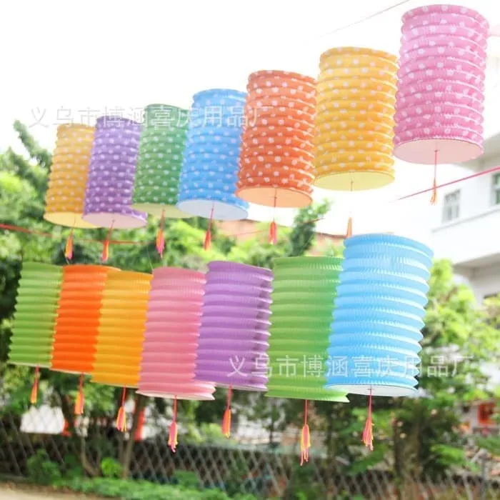 Lampion Kertas Besar Polos Satuan Merah Kuning Hijau Dekorasi Imlek ...