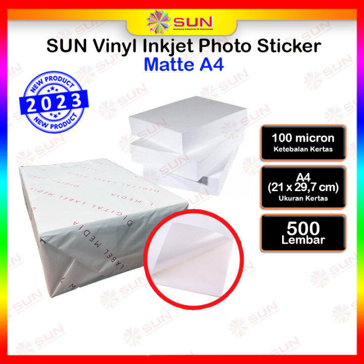 Kertas Sticker Vinyl - SUN Sticker Vinyl Glossy / Inkjet Matte A4 500 ...