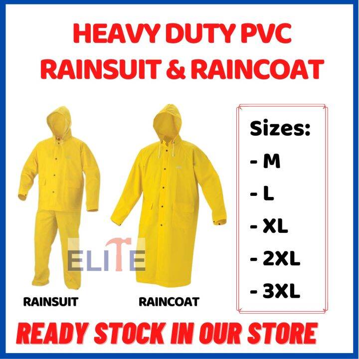 Heavy Duty 100% Waterproof PVC Yellow Raincoat - 3/4 Length & Yellow ...