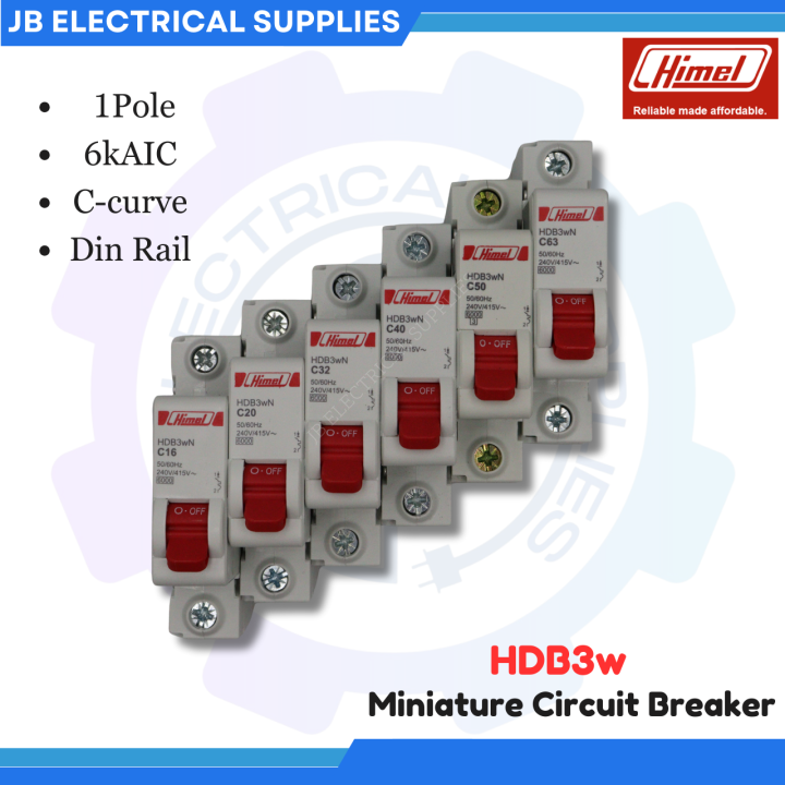 Himel MCB Miniature Circuit Breaker 1 Pole Din Rail Type 230V-415 VAC ...