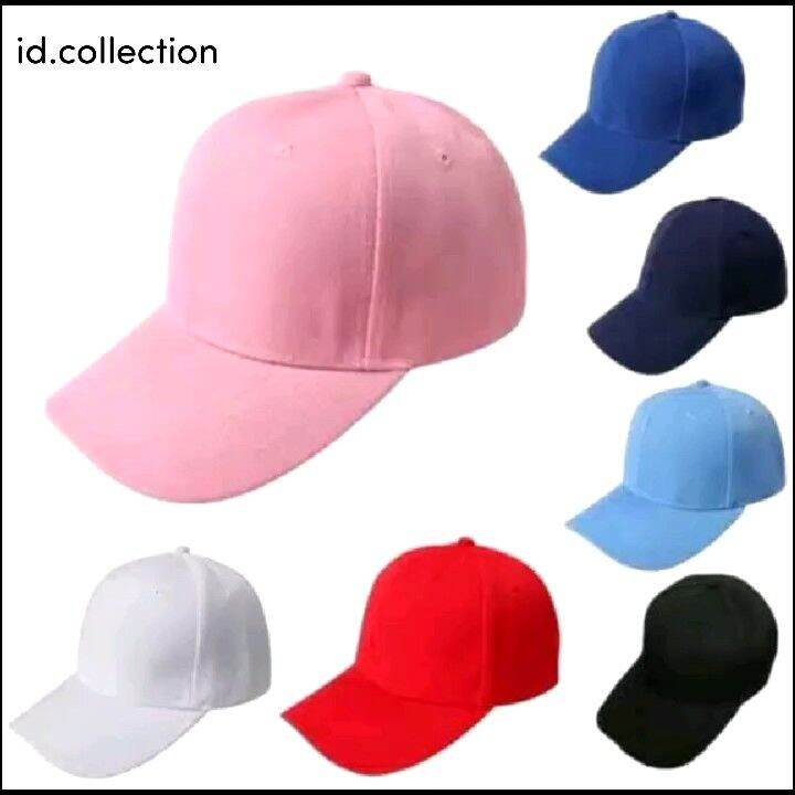 Topi Polos Dewasa Banyak corak warna Bahan Tuil Belakang pakai tali rel ...
