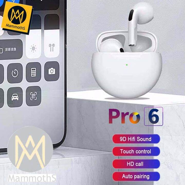 Pro6 TWSหูฟังไร้สายสเตอริโอชุดหูฟังบลูทูธTouchหูฟังMINIหูฟังสำหรับเล่นกีฬาพร้อมไมโครโฟนสำหรับIOS ...