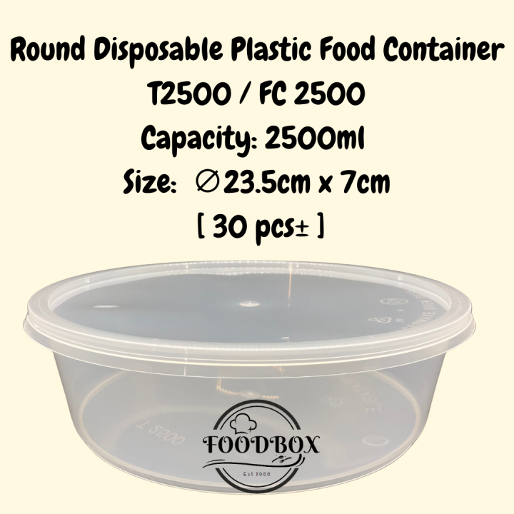 FOODBOX - ( 30pcs± ) 2500 Round Disposable Plastic Food Container ...