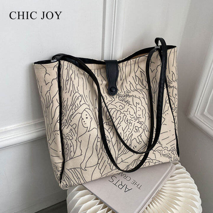 Cjoy กระเป๋าโท้ท เก๋จอยกระเป๋าสตรีกระเป๋าทรงสี่เหลี่ยมสไตล์เกาหลีความจุ ...