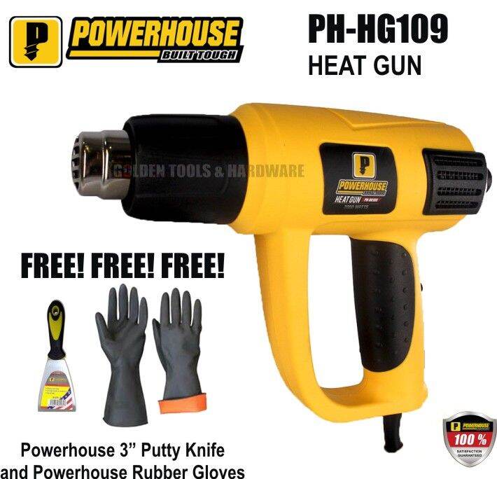 Powerhouse PH-HG109 Heat Gun with FREE Powerhouse Rubber Gloves and ...