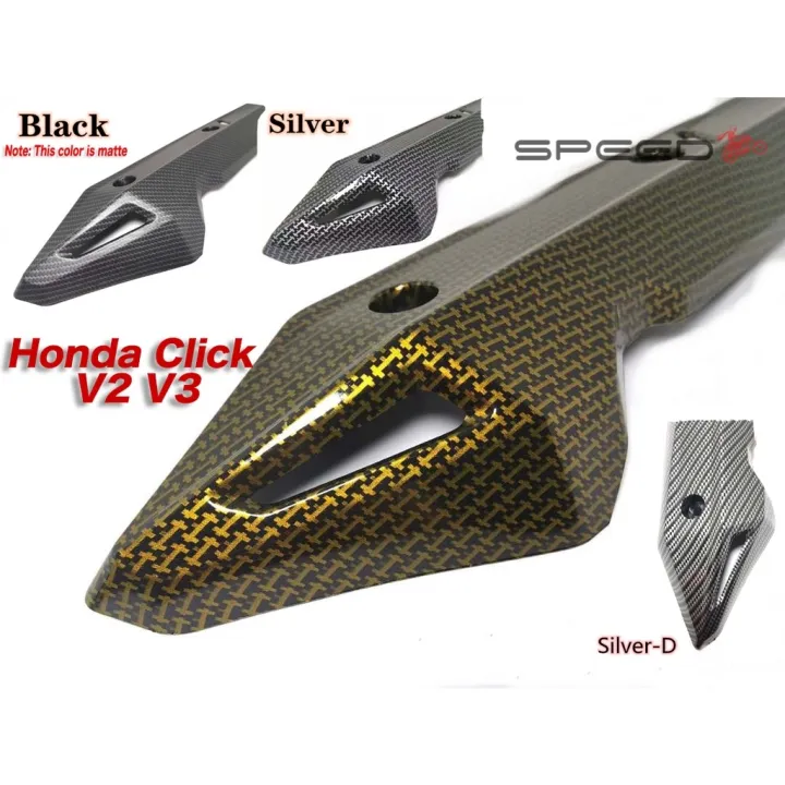 SpeedMOTO Honda Click V2 V3 Heat Guard / Mufler Guard GLOSSY CARBON ...