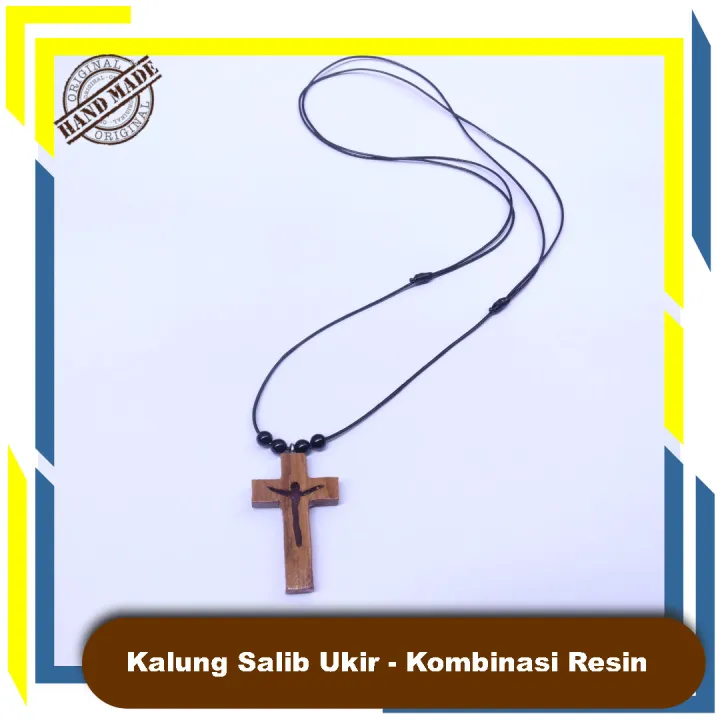 Kalung Salib Kayu Resin/Kayu Epoxy/Liontin Salib Katolik/Kontas Rosario ...